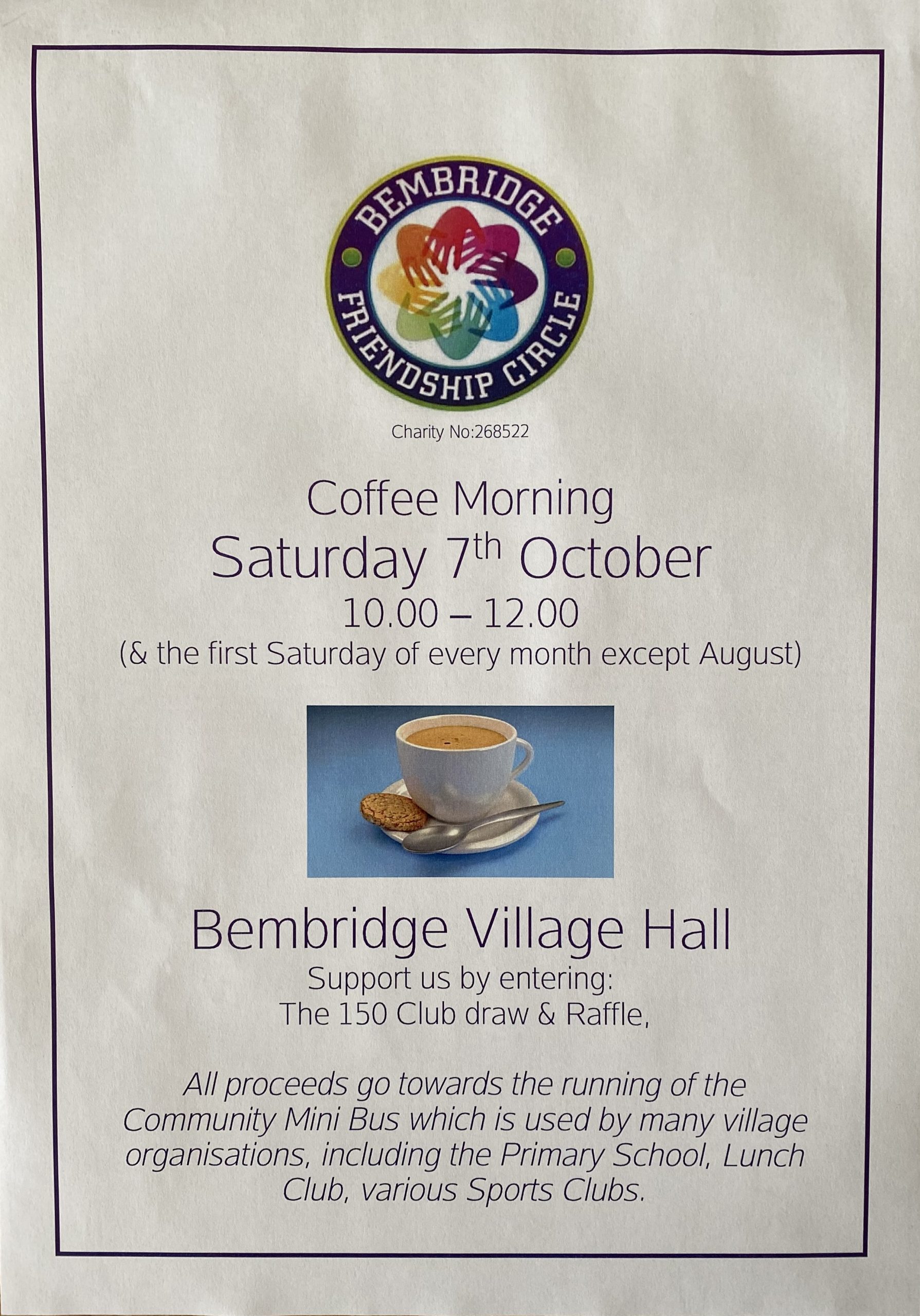 Friendship Circle Coffee Mornings - Bembridge Parish Council