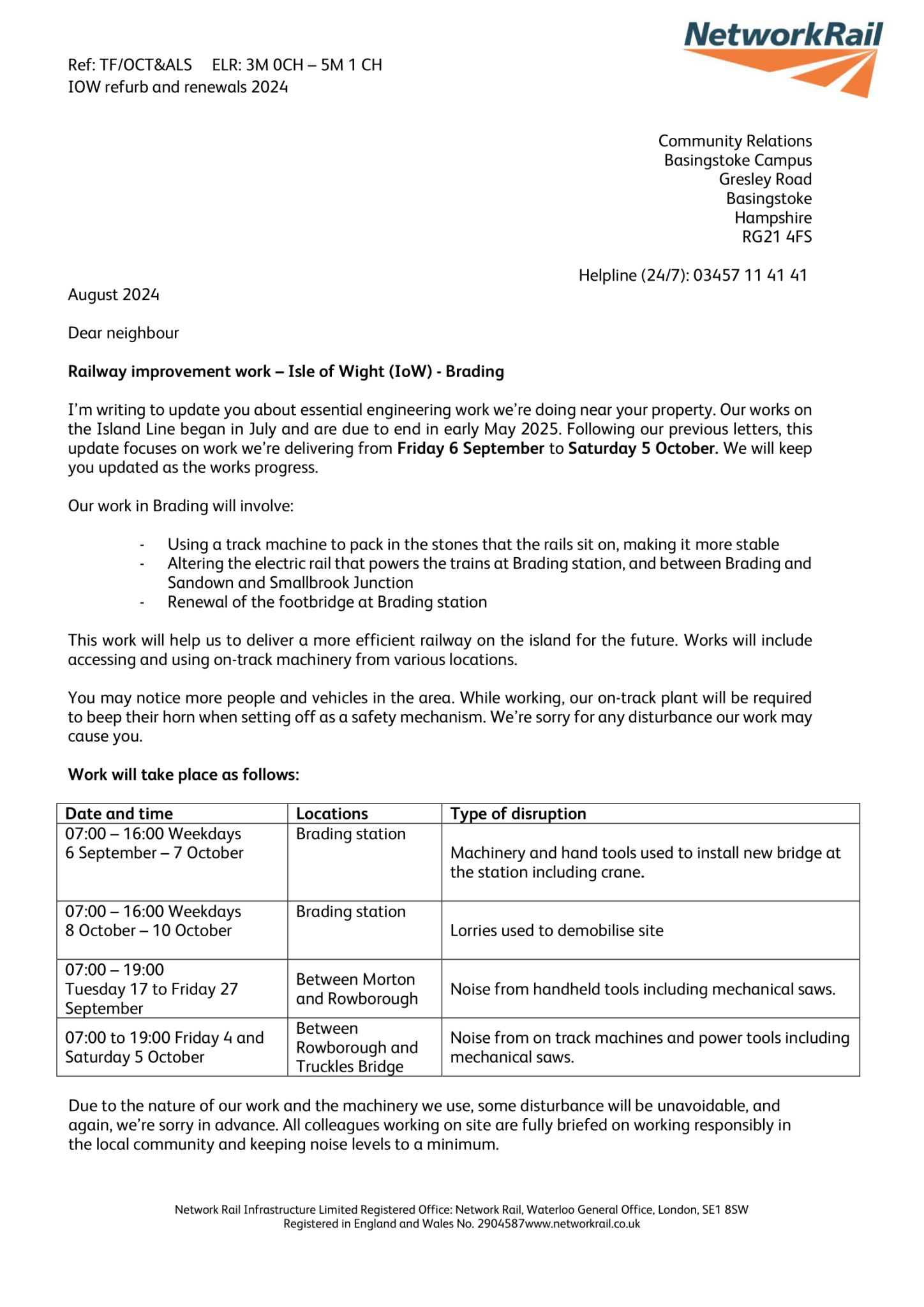 Railway Improvement Work - IOW Brading - Bembridge Parish Council